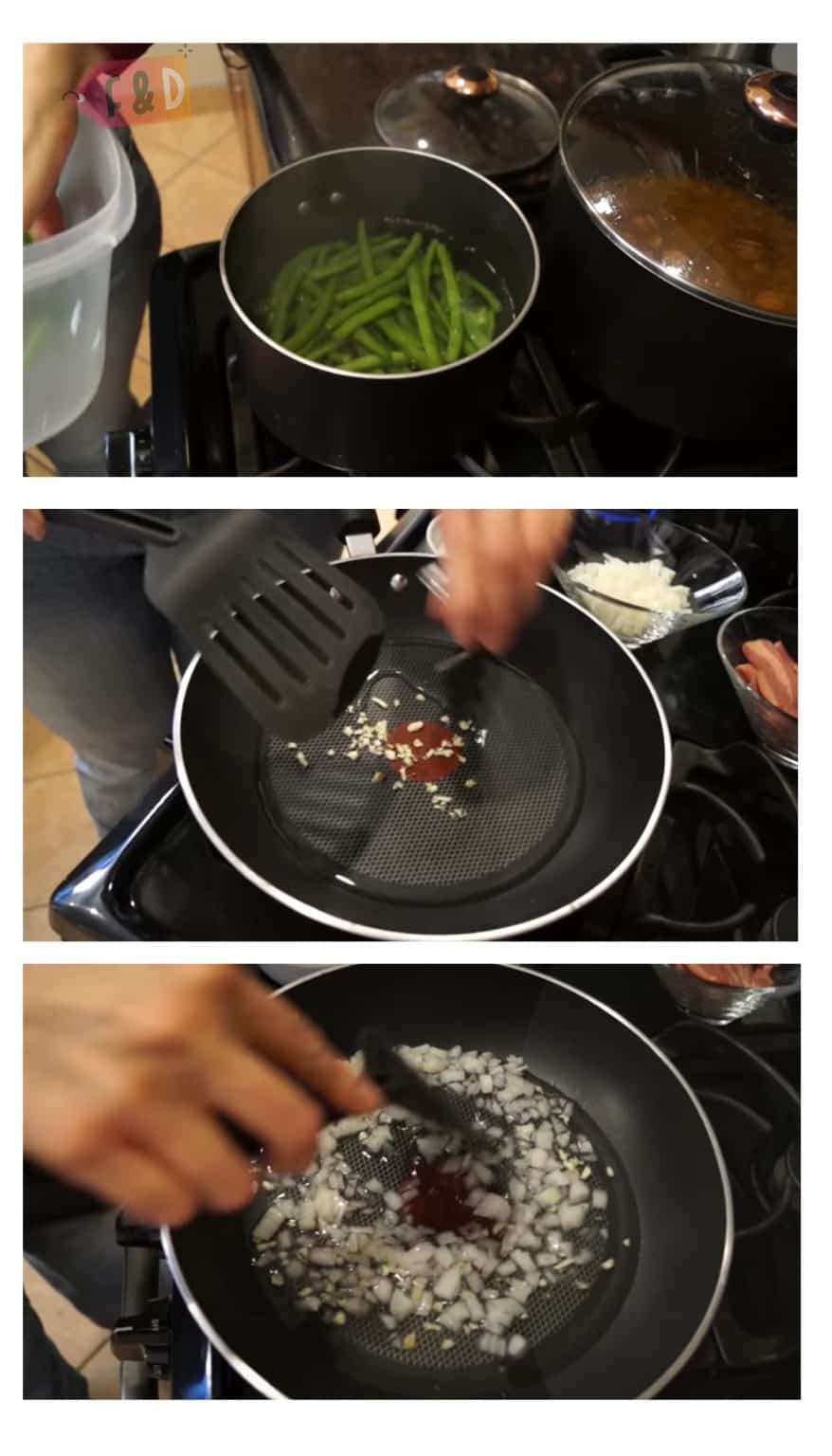 Ejotes Salteados con Tocino y Almendras
