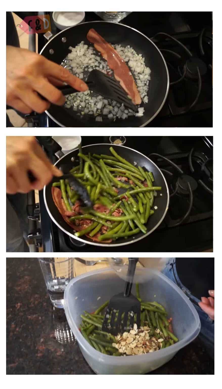 Ejotes Salteados con Tocino y Almendras